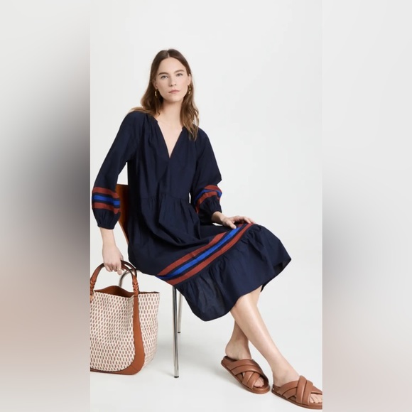 Sundry | Dresses | Sundry Navy Blue Dress With Varsity Stripe Size S ...